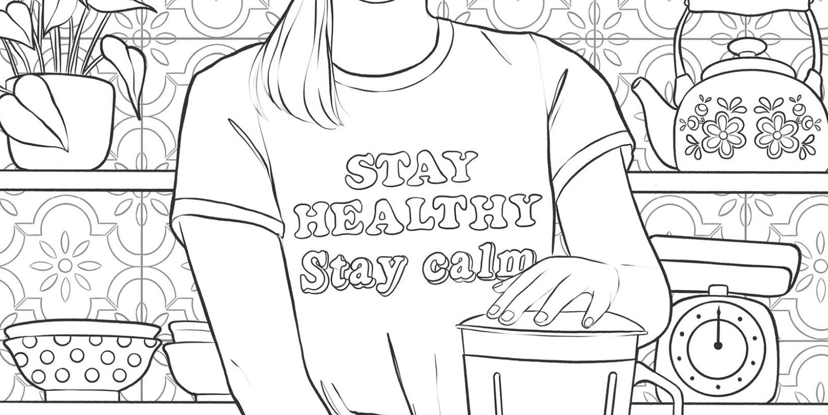 Comforting coloring page: Stay healthy, stay calm - Flow Magazine - en